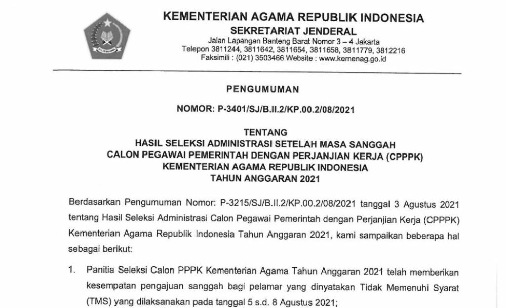 Pengumuman Hasil Seleksi PPPK Kemenag | Mambruks.com Pengumuman Hasil Seleksi PPPK Kemenag | Mambruks.com